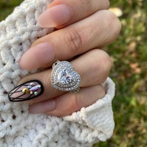 Jewelry | 925 Silver Ring Heart Shaped Sapphire Weddingring | Poshmark